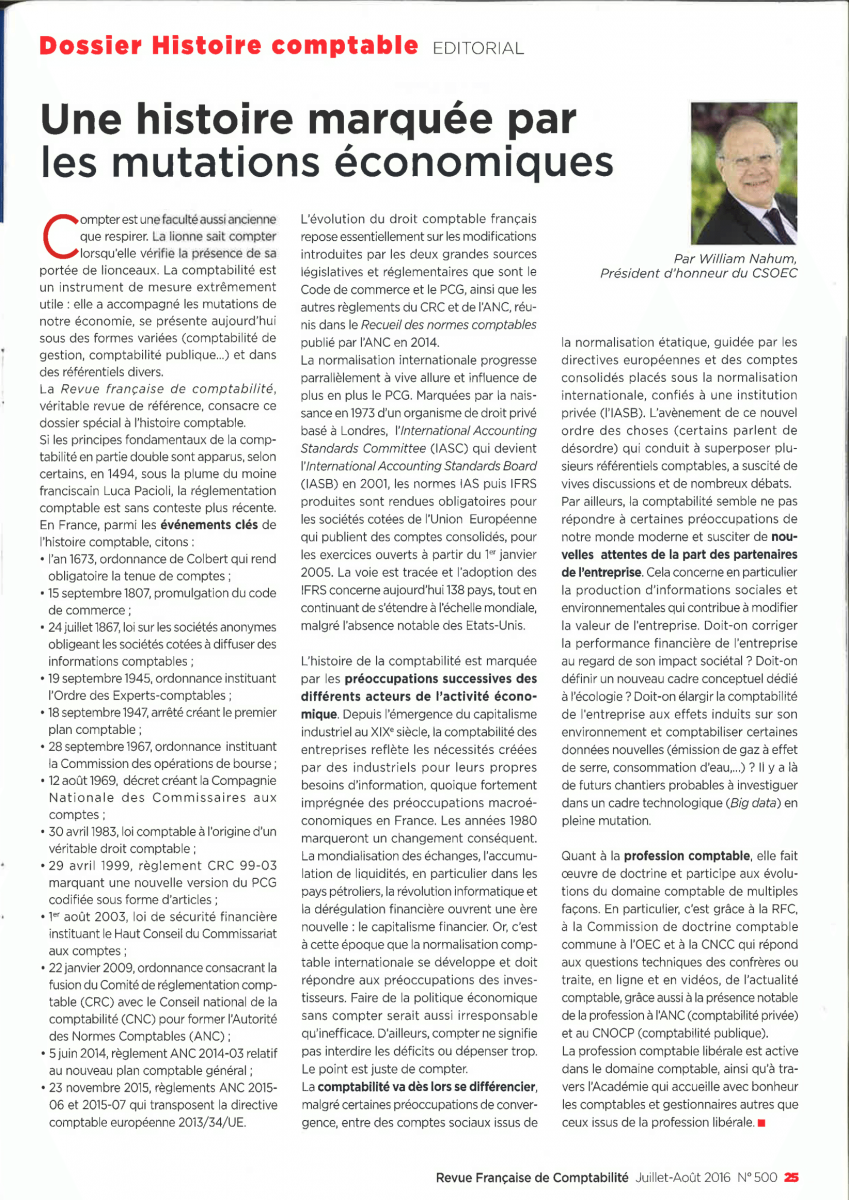 Histoire comptable @ Revue française de Comptabilité | Nahum Expertises ...